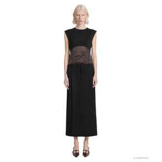Marni Contrast Wool and Satin Dress