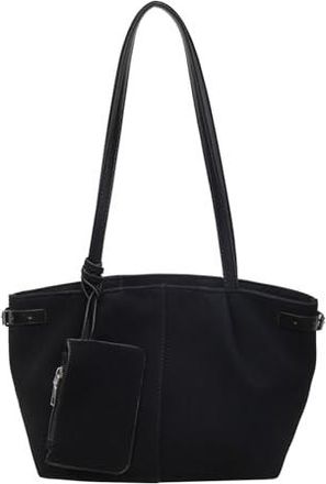 Generic Sac fourre-tout tendance vintage, grande capacit&eacute;, sac &agrave; main de voyage pour femme, travail, shopping, voyage, Noir, 13.78x8.27x4.72inch