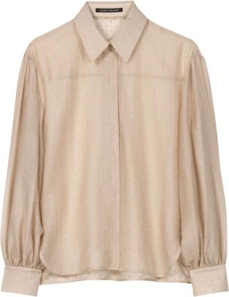 Luisa Cerano Femme, Blouses et Chemises, Beige, Taille: 36 FR Chemisier avec strass