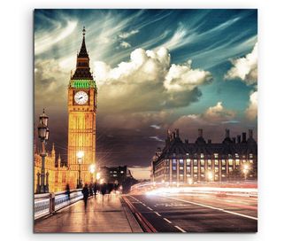 Paul Sinus Art Wandbild quadratisch 60x60cm Urbane Fotografie - Big Ben bei Sonnenaufgang, London, England