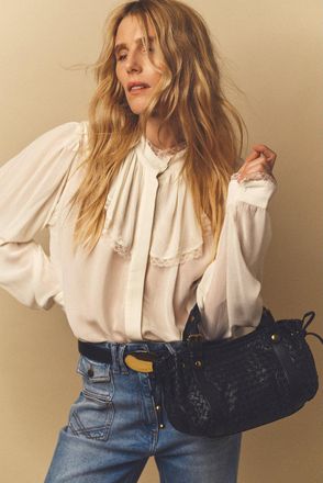 Gerard Darel Chemise en cr&ecirc;pe &agrave; volants - LUMINA - Ecru