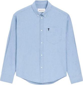 Ami Homme, Chemises, Bleu, Taille: S Long Sleeve Boxy Shirt