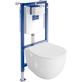 Villeroy & Boch Villeroy&boch - villeroy&boch wc Set mit Vorwandelement, Wand-WC und Sp&uuml;lknopf
