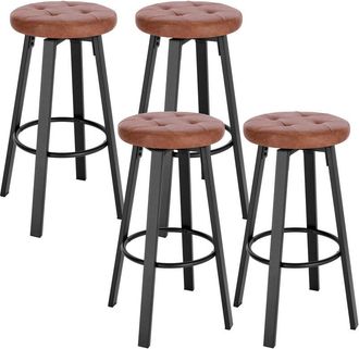 Woltu 4 x Tabouret de Bar avec Si&egrave;ge Similicuir Pivotant, Pieds en M&eacute;tal avec Repose-Pieds, Charge 120kg, Anthracite BH330an-4
