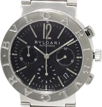 Bulgari Chronom&egrave;tre automatique en acier inoxydable doccasion - Homme - Pre-owned - Noir - Taille: ONE Size