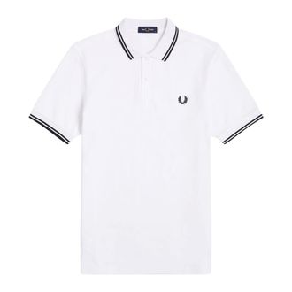 Fred Perry Homme, Tops, Blanc, Taille: 2XL Polo à Rayures Contrastées