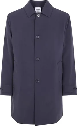 Aspesi Homme, Manteaux, Bleu, Taille: 2XL Trench-coat classique &agrave; boutons sur le devant