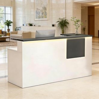 Generic Empfangstheke mit LED-Beleuchtung Empfangstheke mit abschlie&szlig;baren Schubladen Stauraum und Tastaturablage Ideale Kassentheke f&uuml;r B&uuml;ro Zuhause oder Kli