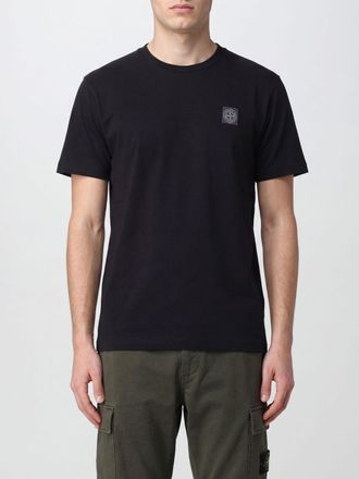 Stone Island T-shirt &agrave; col rond en coton avec patch logo Compass