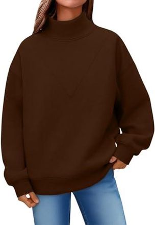 Generic Pull pour femme - Couleur unie - Haut surdimensionn&eacute; - Col rond - Manches longues - Automne - Hiver - D&eacute;contract&eacute; - Confortable - Tendance - Confortab