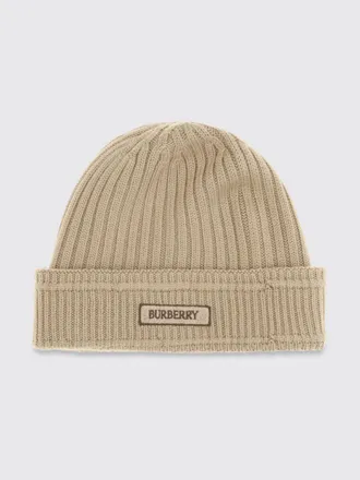 Burberry Bonnet beanie en laine m&eacute;rinos c&ocirc;tel&eacute;e avec revers et logo