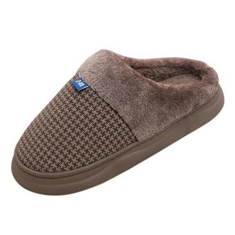 Generic Pantoufles pour homme taille 9 - Chaussons pelucheux &agrave; semelle &eacute;paisse - Antid&eacute;rapants - Silencieux - Chaudes et confortables - En coton - Avec orteil
