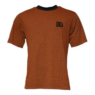 Dolce & Gabbana Logo T-Shirt mit Rundhalsausschnitt - - Tops - Herren - Braun - M