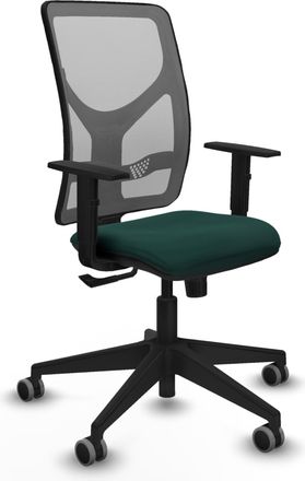 Piqueras y Crespo Stuhl mit Lendenwirbelst&uuml;tze, mit 1D-Armlehnen, ausgestattet mit 3 Positionen und Schneideschaum, 65 mm Rollen, Parkett, Grau/Flaschengr&uuml;n