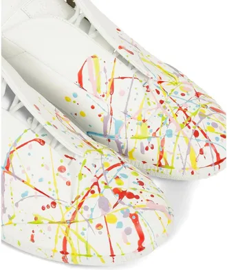 Maison Margiela Paint-Splatter Leather Sneaker - White
