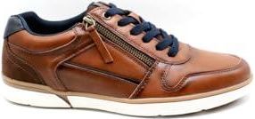 Elong Basket Décontractée, Camel avec Zip Latéral, Semelle Blanche, Lacets Bleu Marine, Style Urbain (Système Taille Chaussures EU, Adulte, Homme, Numérique