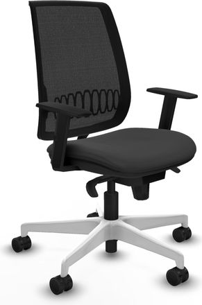 Piqueras y Crespo Stuhl aus blauem Netzgewebe mit 1D-Armen, h&ouml;henverstellbare Lendenwirbelst&uuml;tze. Ausgestattet mit 5 Positionen und eingespritztem Schaum. Mit Rollen vo