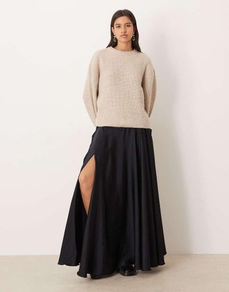 Free People Chilco - Jupe longue à fente latérale - Noir