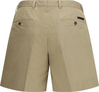 Prada Tailored Cotton Bermuda Shorts - Beige