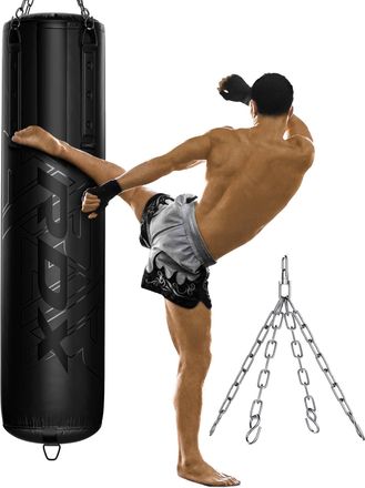 RDX Sports 145CM 2PC 3PC 4PC Gef&uuml;llt Und Ungef&uuml;llt Boxsack H&auml;ngend mit wandhalterung Handschuhen und Stahlkette, Max 50KG F&uuml;llmenge, Erwachsene Maya Hide Leder P