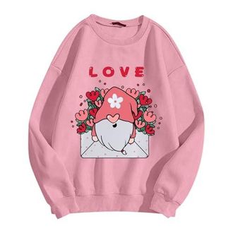 Generic 2026 Sweat-shirt &agrave; col rond pour homme et femme pour la Saint-Valentin, rose, L