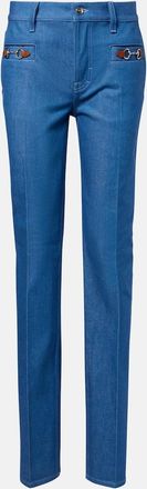 Gucci Schmale Hose Horsebit aus Baumwoll-Chambray