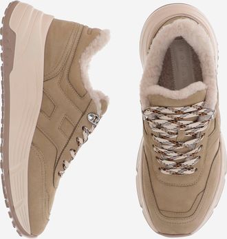 Hogan Womens Sneakers Hi-Fi Beige Suede Trainers
