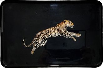 Les-Ottomans Printed Iron Tray-leopard