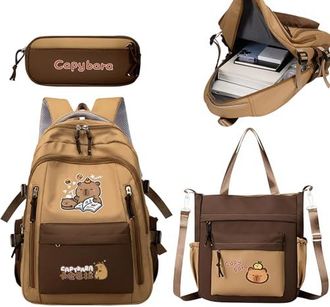 Generico Sac &agrave; dos d&eacute;cole Capybara | Sac &agrave; dos de voyage avec &eacute;tui et sac &agrave; bandouli&egrave;re | Sac &agrave; dos portable pour &eacute;tudiants de voyage et d&eacute;cole, Rabat du livre