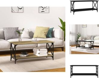 vidaXL Couchtisch Schwarz 100x45x45 cm Holzwerkstoff und Eisen - Couchtisch - Holzmöbel - Esszimmertisch - Wohnzimmerstil - Schwarz