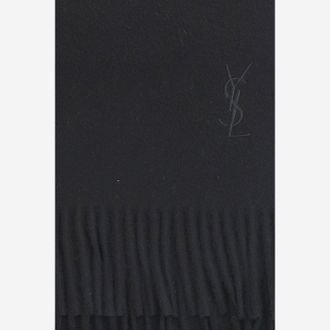 Saint Laurent Cashmere Logo Scarf - Black