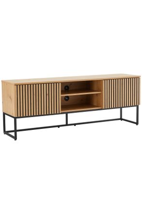 Xora Lowboard Bueno, Eiche Artisan, Metall, Holzwerkstoff, 3 F&auml;cher, 160x60x40 cm, Wohnzimmer, Wohnw&auml;nde, Lowboards