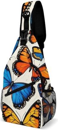 Generic Léger Sacoche Porté épaule Art des papillons bleus Sac Bandoulière Casual,Multifonction Sac à Dos Militaire pour Cyclisme Femme Camping