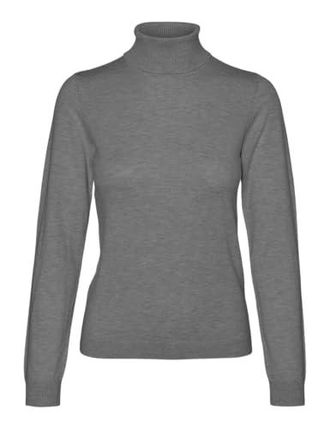 Vero Moda Vmiris LS GA Noos-Pull à col roulé en Tricot pour Femme, Bouleau/Détail : Mélange, M