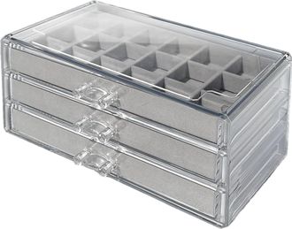 Generic Rock Sammelbox, Edelsteinvitrine,Kristallaufbewahrung Und Reiseetui Mit 54 Slots - 3-lagig Transparente Acrylfelsen Sammelbox Speichern Sie Wertvolle 