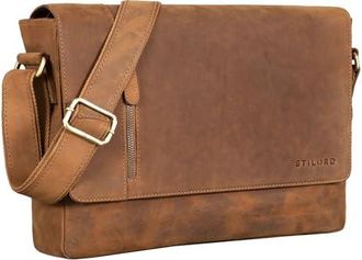 STILORD Davis Sac Messenger en Cuir 13 Pouces | Sac Vintage Hommes Femmes | Sac à Bandoulière Bureau | Sacoche en Cuir Véritable, Couleur:Tan - Marron - Scuro