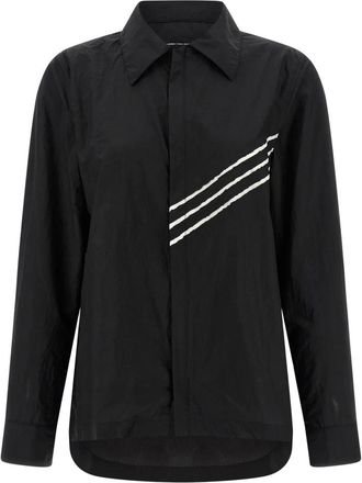 Yohji Yamamoto Femme, Blouses et Chemises, Noir, Taille: 36 FR Raw Edge 3 Stripes Shirt