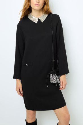 Gerard Darel Robe courte au col chemise bijoux - SYLVINE - Noir