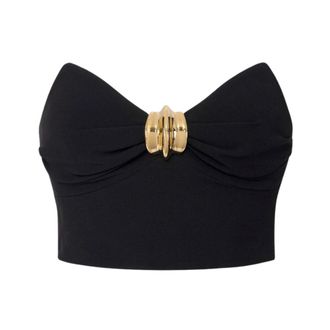 Elisabetta Franchi Femme, Tops, Noir, Taille: 40 FR Haut en crêpe avec décoration bijou