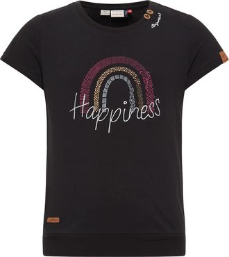 Ragwear Mädchen T-Shirt Rainba Rainbow Kurzarm Shirt mit Print Top Rundhals (DE/NL/SE/PL, Numerisch, 128, Regular, Black)