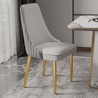 Generic 2er-Set Esszimmerstühle Aus Kunstleder Mit Metallbeinen, Bequemes Design Ohne Armlehnen for Esszimmer Und Wohnzimmer(Gray+Gray)