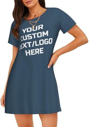 Generic Robe Femme Personnalisable - avec Photo Texte - Robe Personnalisable - Cr&eacute;ez Votre Logo ou Texte - Cadeau Parfait pour &eacute;pouse ou Petite Amie 7XL