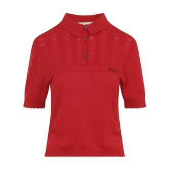 Marni Pointelle Strick Polo - - Tops - Damen - Rot - XS