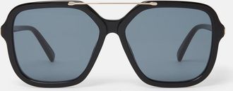 Stella McCartney Oversized Square Metal Bar Sunglasses, Woman, Glossy Black