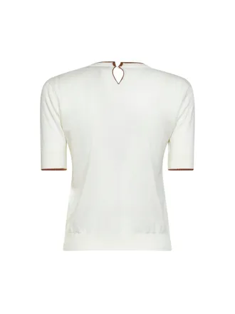 Max Mara Womens Knit Top Mstagenda White Silk Sweater