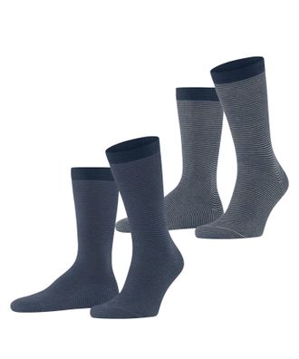 Esprit Herren Socken Allover Stripe Multipack M So Baumwolle gemustert 2 Paar, Blau Blue Mix 0060, 39-42