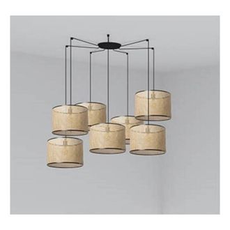 Faro Barcelona Faro Barcelona - Faro mambo Suspension Suspension en Rotin Noir &Oslash;450 7 Lumi&egrave;res
