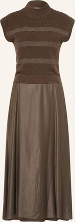 PESERICO Peserico Kleid Im Materialmix Mit Glitzergarn Und Schmuckperlen braun