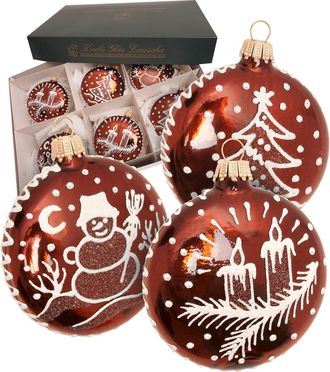 Krebs Glas Lauscha Weihnachtsdekoration/Christbaumschmuck aus Glas - Sortierte Lebkuchen Taler - Menge: 6 St&uuml;ck - Farbe: Braun - Gr&ouml;&szlig;e: ca. 8 cm