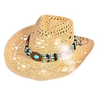 Generico Chapeau de Soleil Style Cowboy | Chapeau de Plage avec Protection UV,Accessoires de Mode Femme pour Plage Voyage Randonnée Camping Pique-Nique Activit